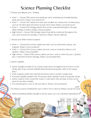 Science Planning Checklist - Sabbath Mood Homeschool